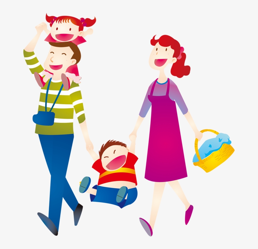 Happy Family Of Four - 卡通 一家 人 - Free Transparent PNG Download - PNGkey