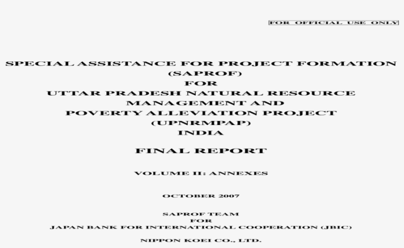 Special Assistance For Project Formation Official Use - Mass To Mass ...