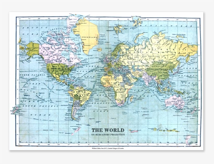 Decorative Wrap Mercators Projection World Map - Atlas - Free ...