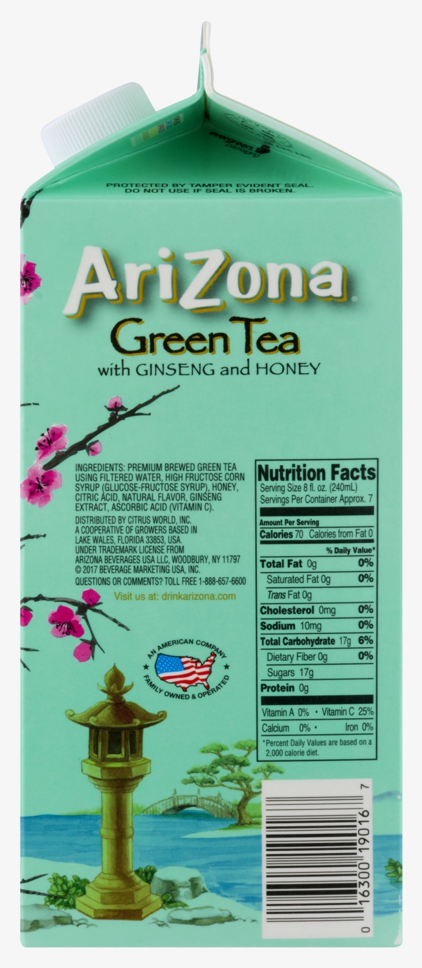 Arizona Green Tea, Ginseng & Honey, Original Blend - Free Transparent ...