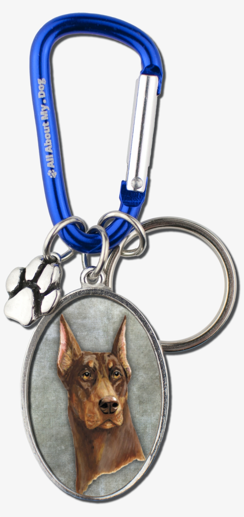 Doberman Cameo Carabiner Keychain - Keychain - Free Transparent PNG ...