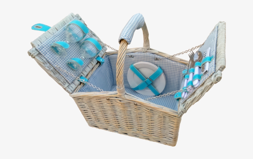 Fitted Hamper - Red Hamper 2 Person Farmhouse Fitted Blue Checked Lined ...