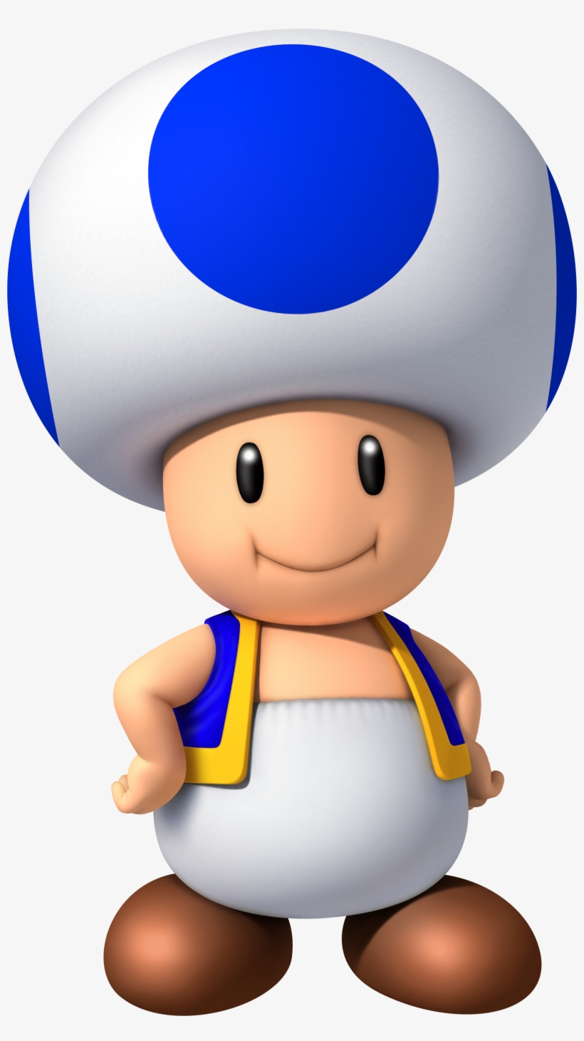 Blue Toad Nsmbw2-bb - Blue Toad Mario - Free Transparent PNG Download ...