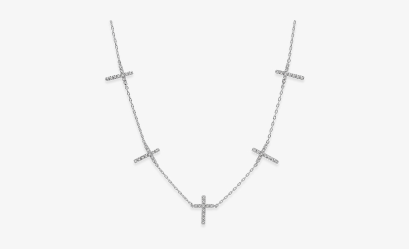 Diamond Cross Necklace In White Gold - Necklace - Free Transparent PNG ...