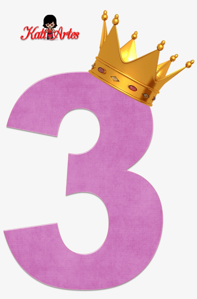 Alfabetos De Números Violeta Claro Con Coronas - Numero 3 Con Corona ...