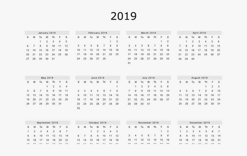 2019 Calendar Png Clipart - 2019 Year Calendar Printable - Free ...