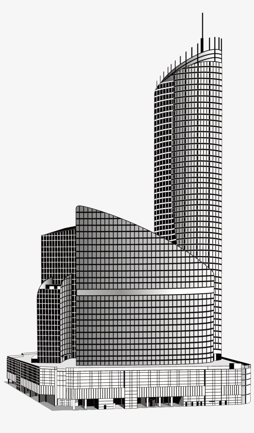 Black And White Building High Rise Transprent - Building - Free ...