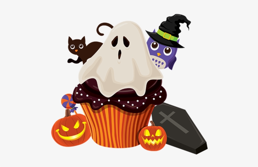 Halloween Candies In Witches Cauldron - Halloween Cupcake Clip Art ...