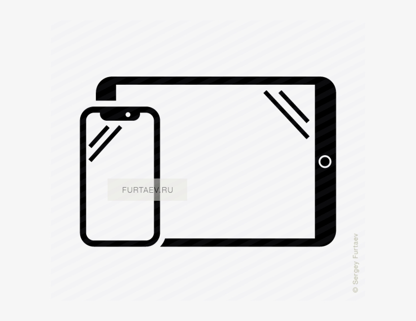 Vector Icon Of Vertical Smartphone And Horizontal Tablet - Iphone ...