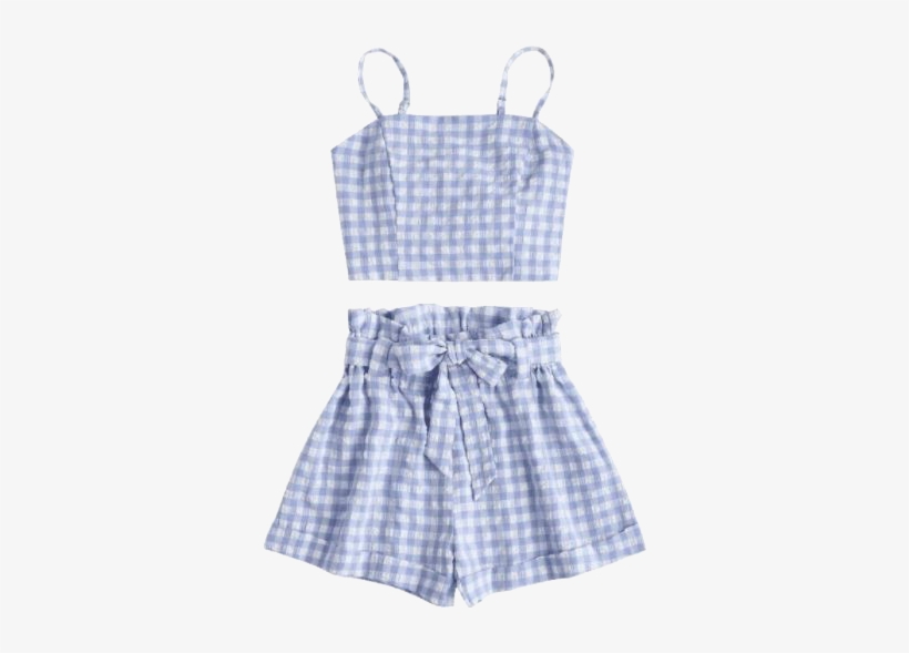 Clothes Pngs - Blue And White Checkered Two Piece Set - Free ...