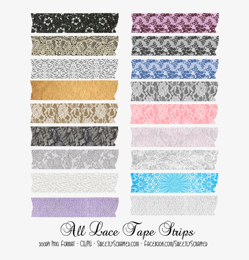 Free Lace Tape Strips - Printable Washi Free Washi Digital Tape - Free ...