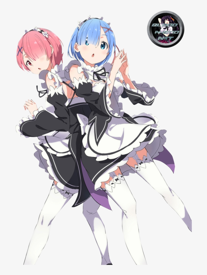 Re Zero Rem Ram Render By Bloodakenoart-dbxcs4i - Anime Re0 Different ...