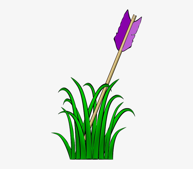 Arrow, Feather, Cartoon, Purple, Grass, Ground, Hit - Arrow In The ...