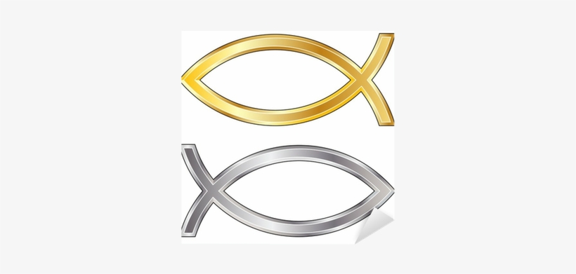 Gold And Silver Christian Jesus Fish Icon Sticker • - Pez Cristiano ...