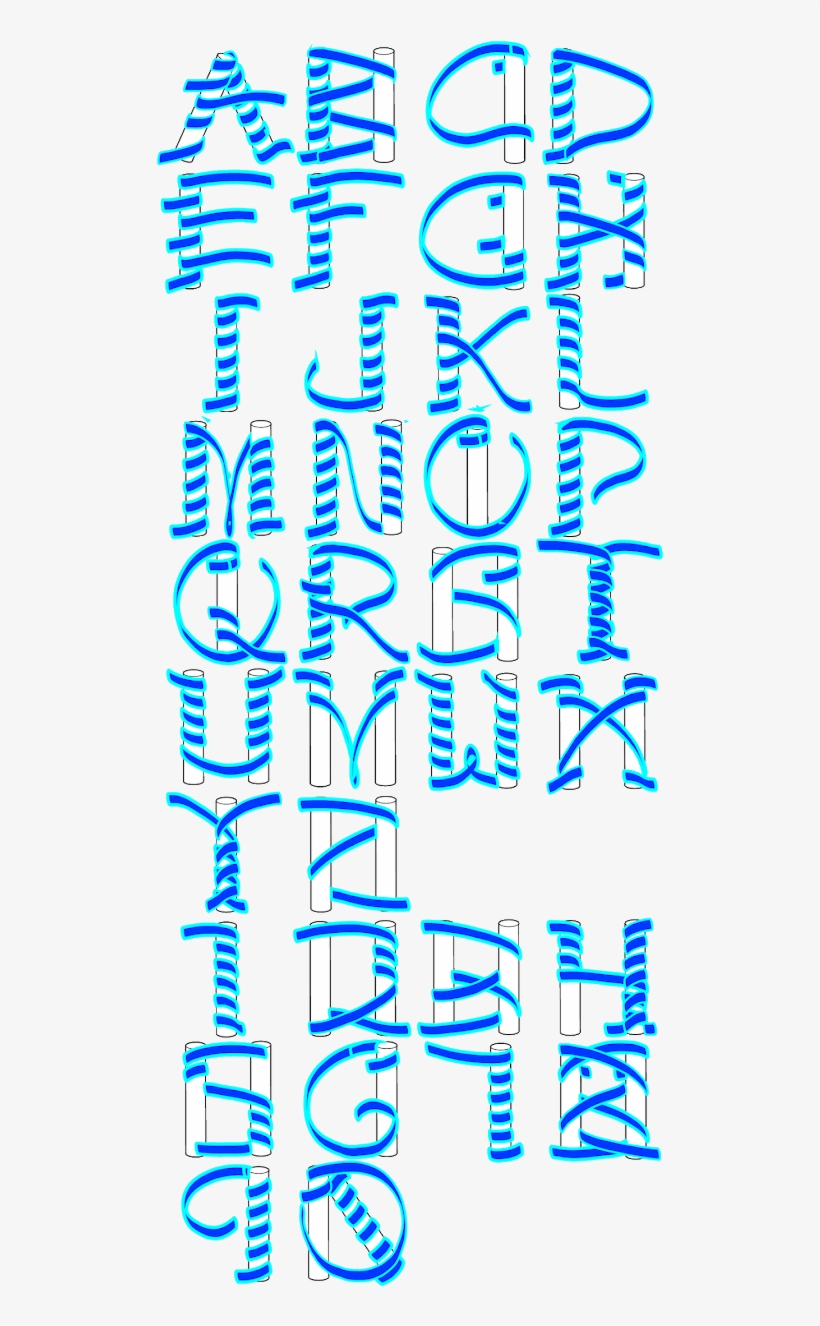 Ribbons Around Pillars Alphabet 4 Ways - Calligraphy - Free Transparent ...