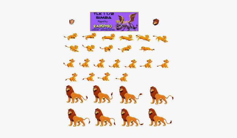Simba - Lion King Game Sprites - Free Transparent PNG Download - PNGkey