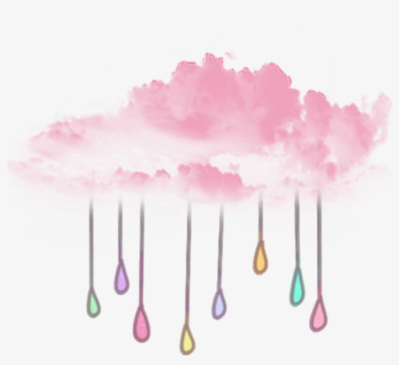 Ftestickers Cloud Pinkcloud Rain Illustration Colorful - Transparent ...