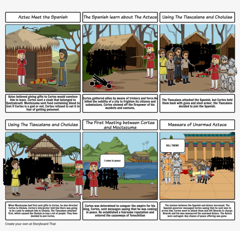 Spanish And Aztec Conflict Storyboard - Last Of The Mohicans Storyboard ...