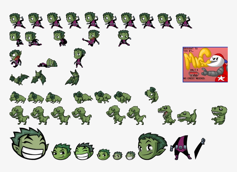 Beast Boy - Teen Titans Beast Boy Sprite - Free Transparent PNG ...