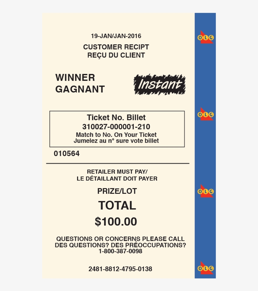 Winning Customer Receipt - Winning Olg Ticket - Free Transparent PNG ...