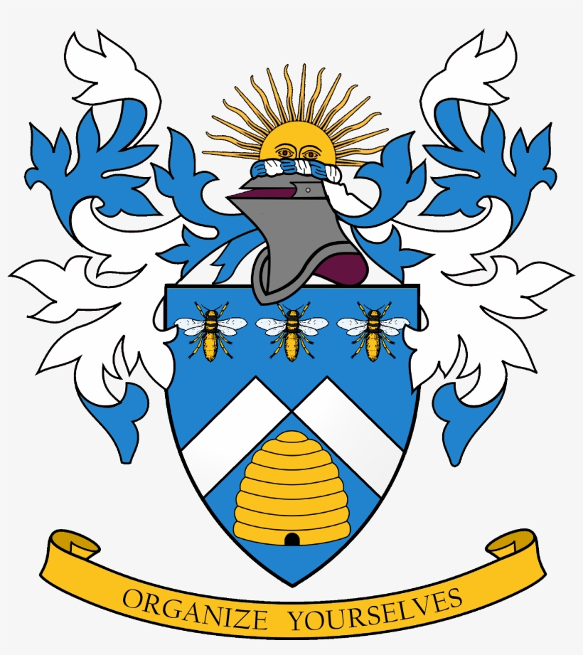 Azure, A Chevron Fracted Argent, In Chief Three Bees - Coat Of Arms ...