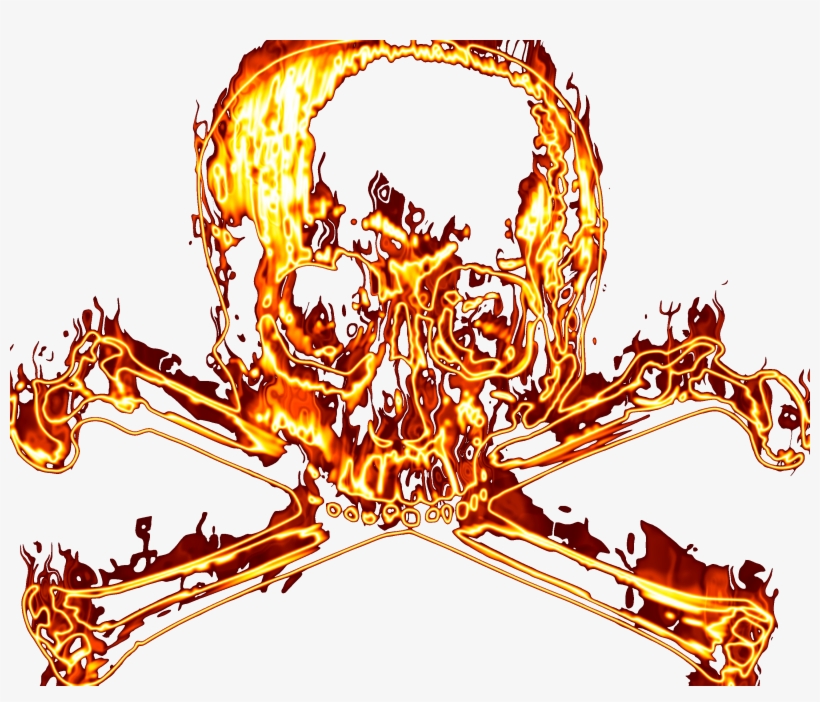 Fire Clipart Skull - Flaming Skull And Crossbones Transparent - Free ...