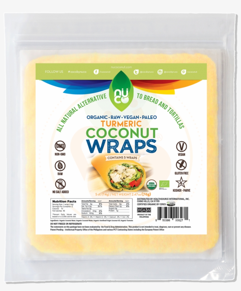 Nuco Organic Turmeric Coconut Wraps 5 Pack - Nuco Coconut Wraps ...