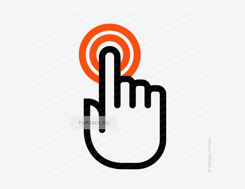 Vector Icon Of Hand With Index Finger Pushing Button - Hand Touching ...