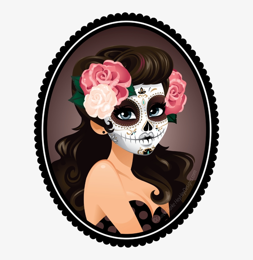 Sugar Skull Pin Up Drawing