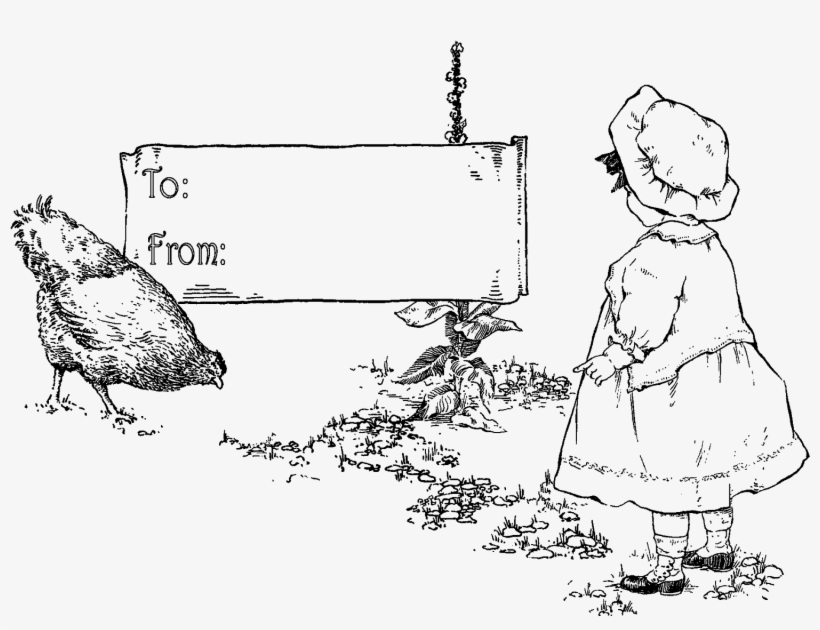 Digital Girl Gift Tag Design Downloads - Line Art - Free Transparent ...