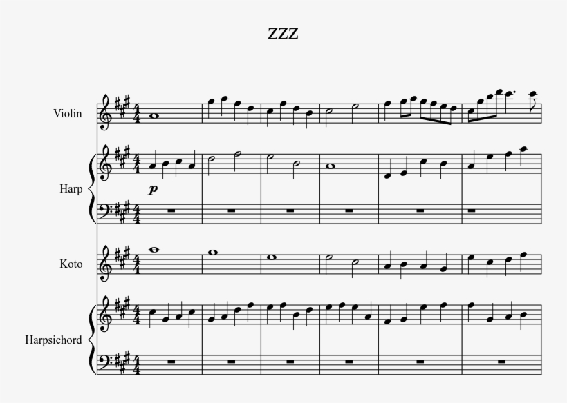 Zzz Sheet Music 1 Of 3 Pages - Sheet Music - Free Transparent PNG ...
