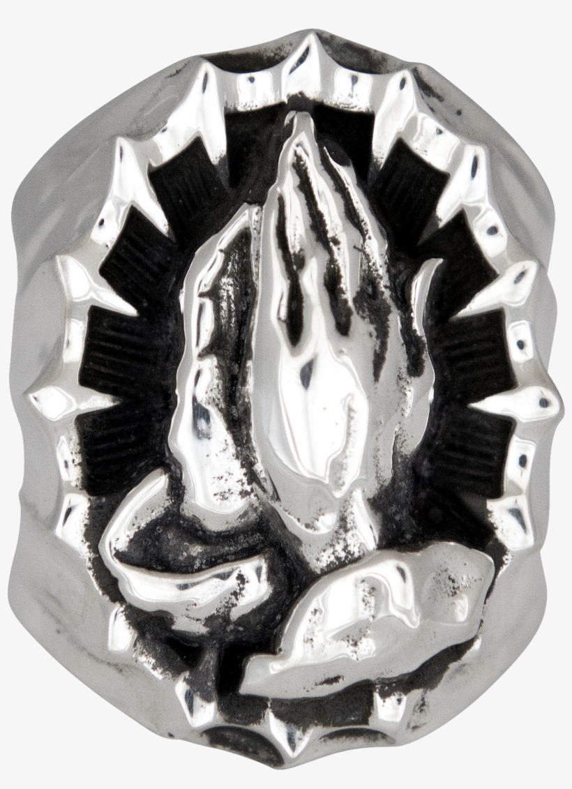 Se-12555 - Praying Hands Silver Men's Ring - Free Transparent PNG ...