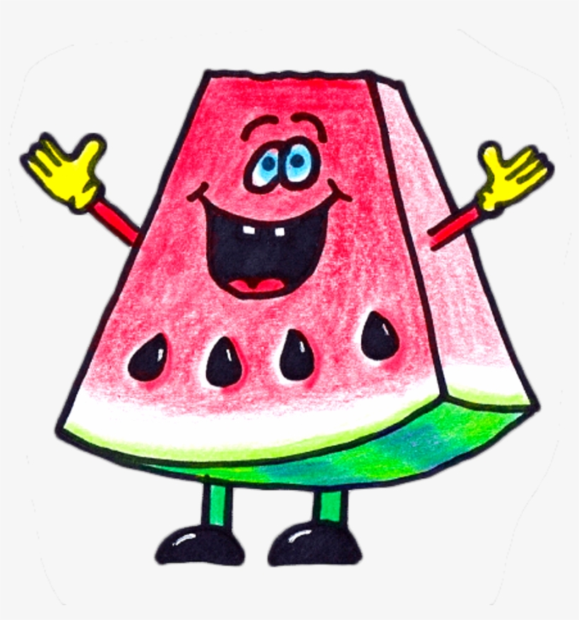 Ftestickers Watercolor Clipart Watermelon Cute - Watermelon Man Png ...