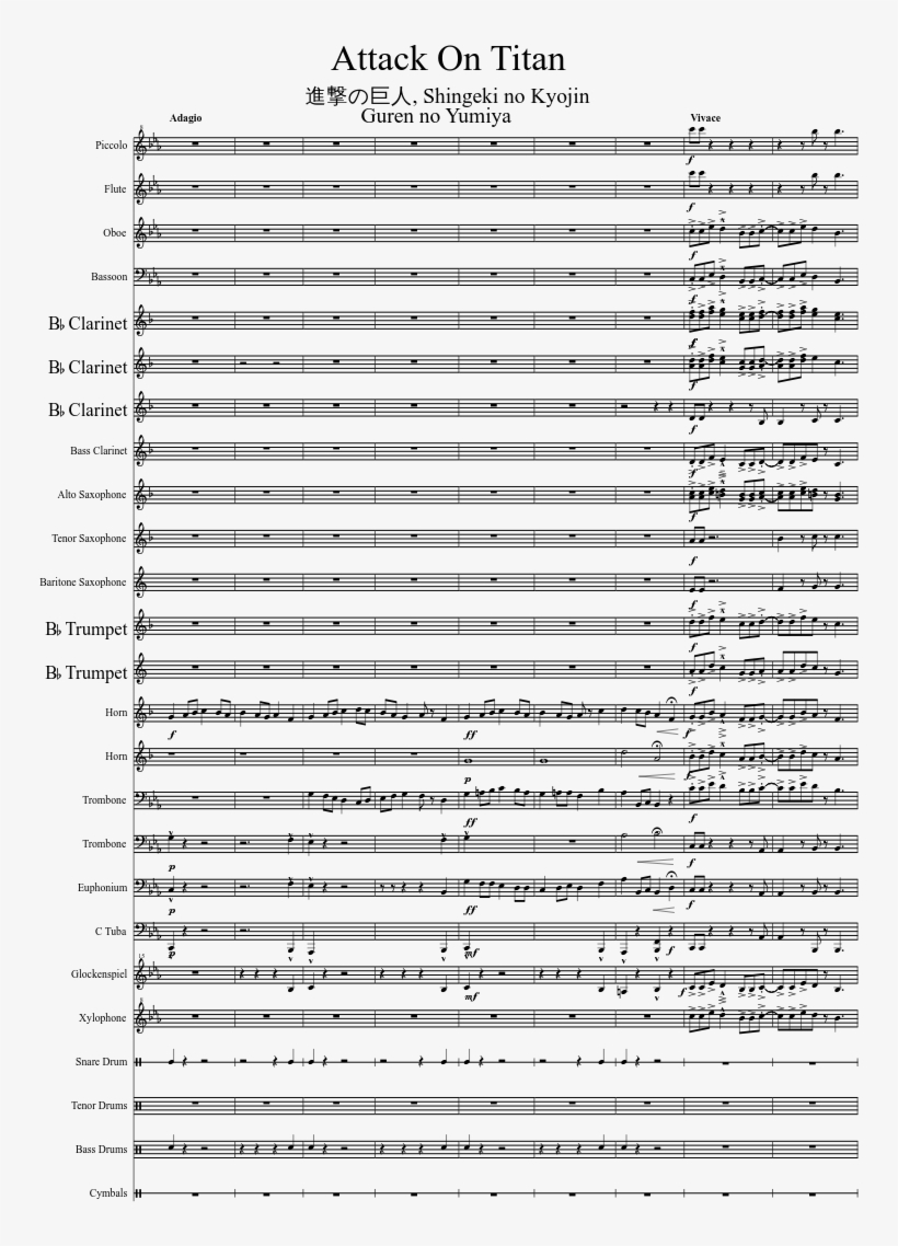 Attack On Titan Sheet Music 1 Of 23 Pages - Composer - Free Transparent ...