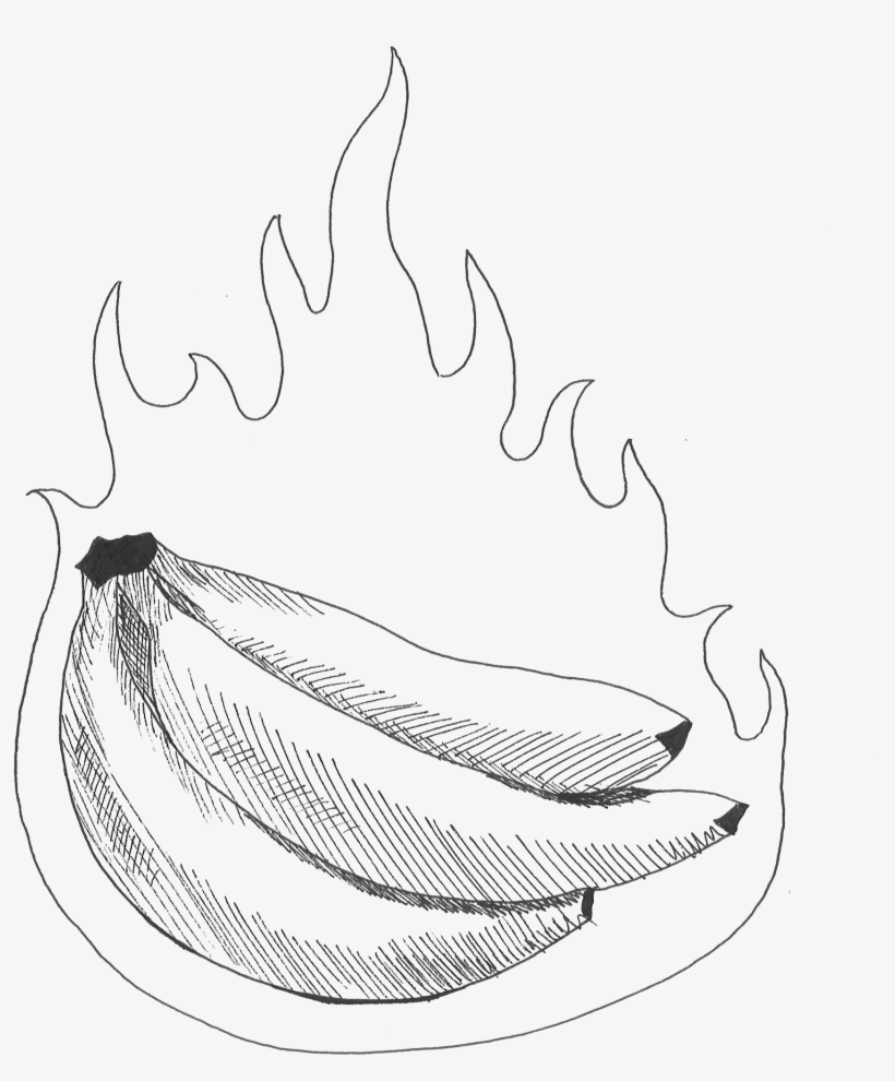 Bananas On Fire - Sketch - Free Transparent PNG Download - PNGkey