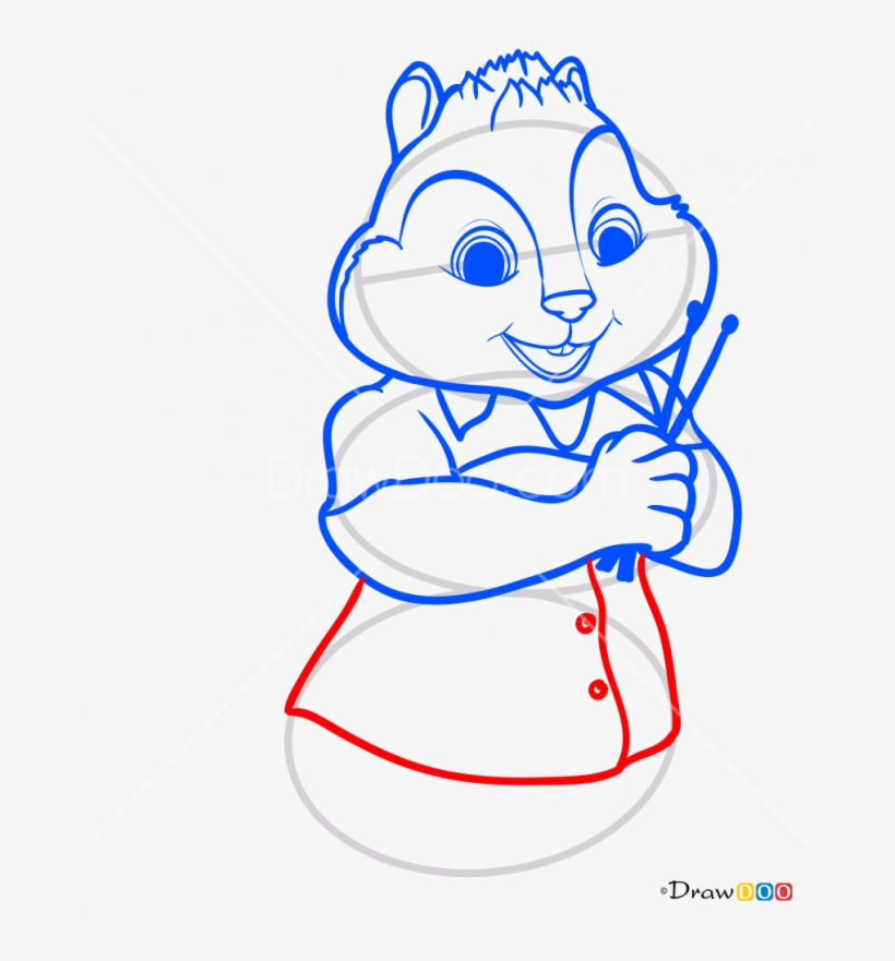 How To Draw Theodore, Alvin And Chipmunks - Drawing - Free Transparent ...