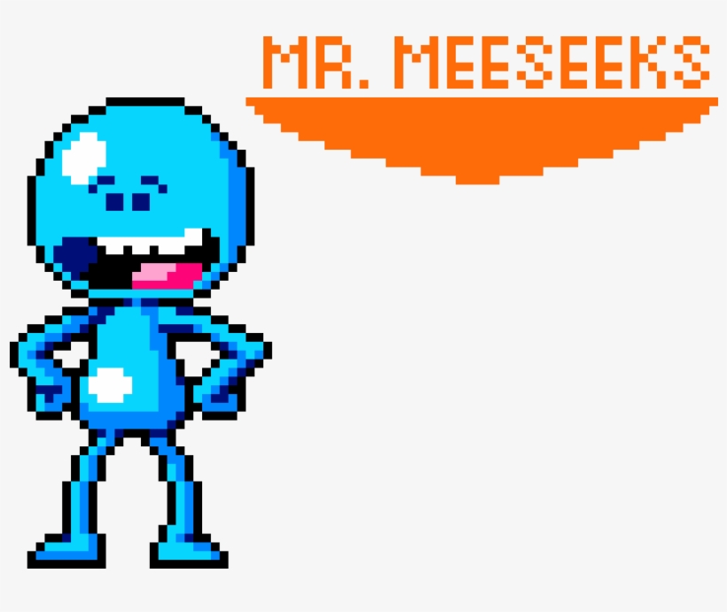 Meeseeks 8-bit - Mr Meeseeks Pixel Art - Free Transparent PNG Download ...