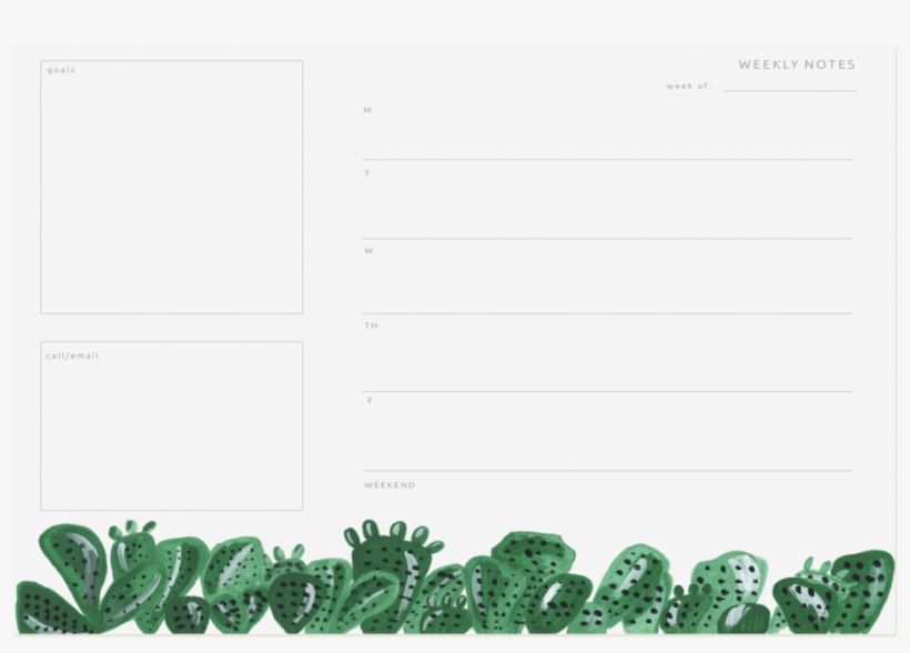 Cactus Weekly Notepad - Desk Pad - Free Transparent PNG Download - PNGkey
