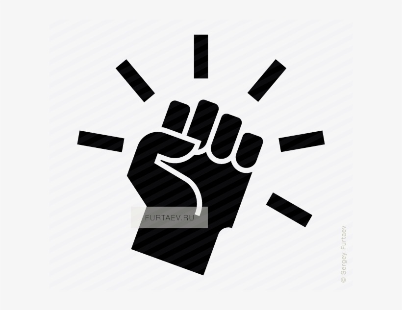 Vector Icon Of Raised Fist With Motion Lines Around - Revolution Hand ...