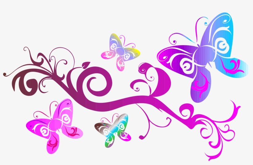 Pink Flourish Png - Clipart Swirl Of Butterflies - Free Transparent PNG ...