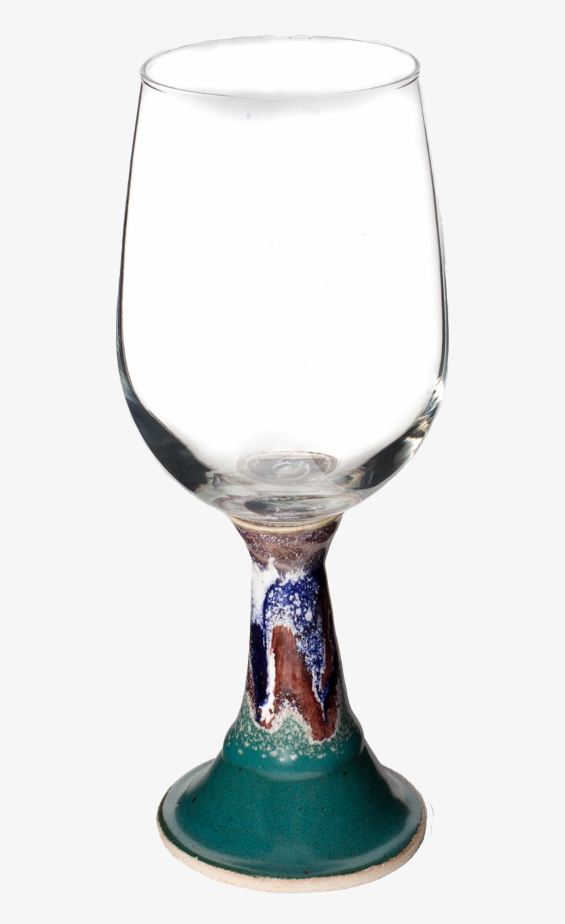 Handmade Glass Top Wtih Pottery Base Wine Goblet - Champagne Stemware ...