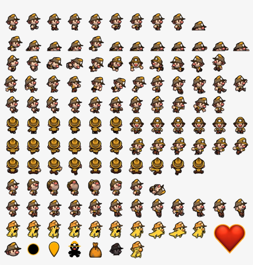 Previous Sheet - Spelunky Character Sprite Sheet - Free Transparent PNG ...