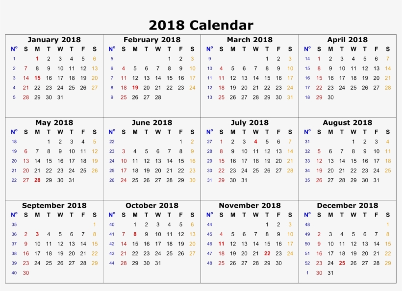 2018 Calendar Png Pic Background - 2019 At A Glance Calendar - Free ...