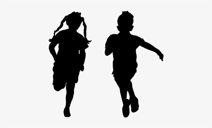Children Running Silhouette Transparent - Kids Running Silhouette ...