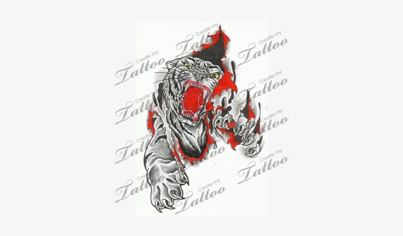 Marketplace Tattoo Tiger Tearing Flesh - Tiger Ripping Outta Skin ...