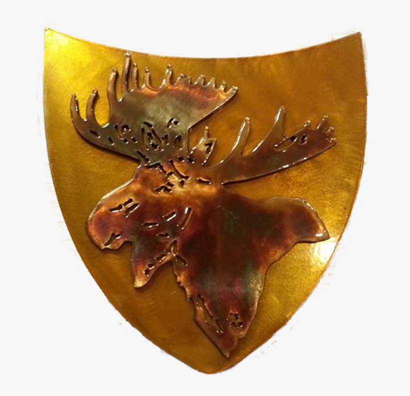 Antiqued Moose On Gold Shield Background - Shield - Free Transparent ...