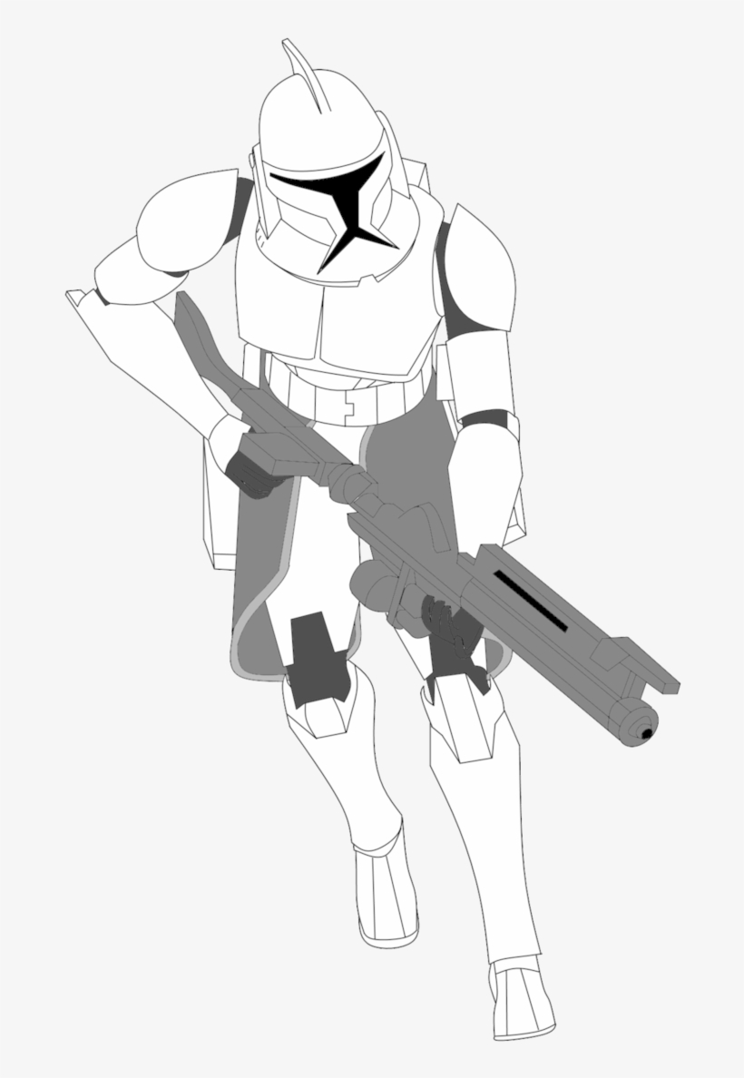 Clone Trooper With Kama And Dc - Clone Trooper Line Drawing - Free ...