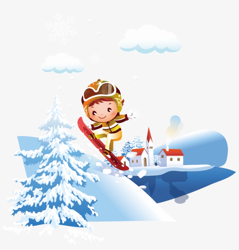 Skiing Cartoon Illustration - Classical Merry Christmas Church Home ...