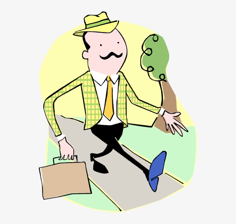 Vector Illustration Of Businessmen Salesman Walks On - Cartoon - Free ...