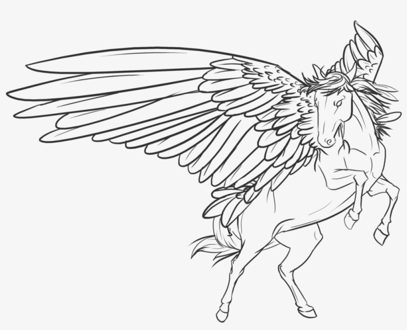 Royalty Free Download Achilles Drawing Pegasus - Line Art Pegasus ...